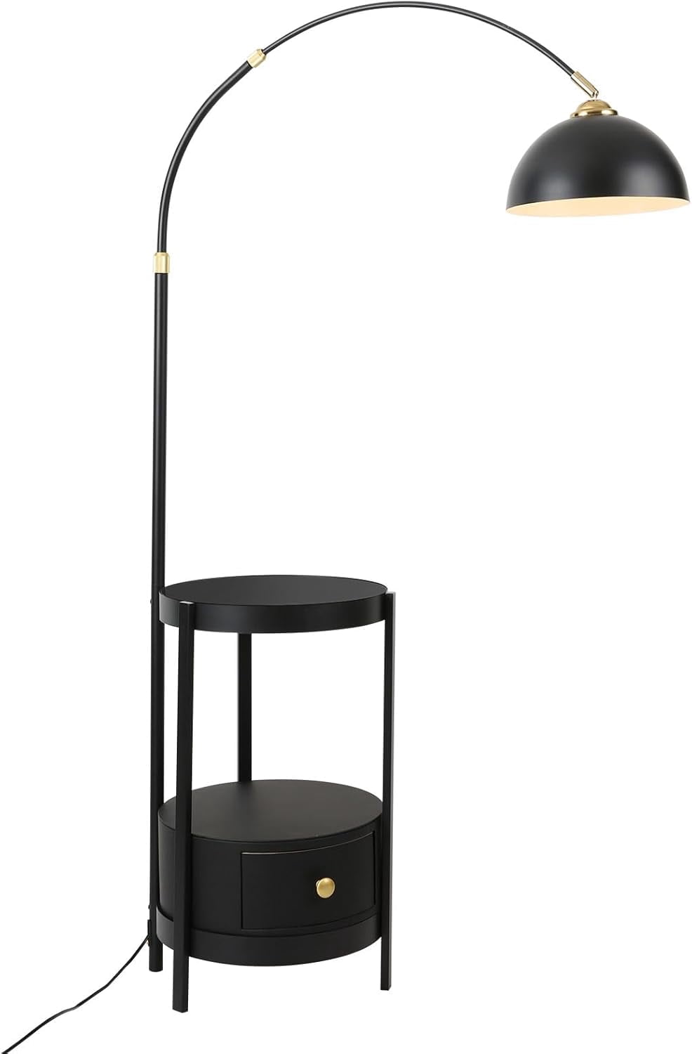 Floor Lamp with Shelves Marble Base Industrial Modern Arc Reading ...