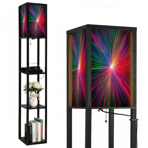 Floor Lamp with Shelves,Modern Dimmable Standing Lamp Cosmic Colorful ...