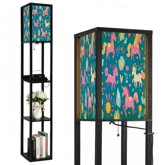 Floor Lamp with Shelves,Modern Dimmable Standing Lamp Dances Dancing ...