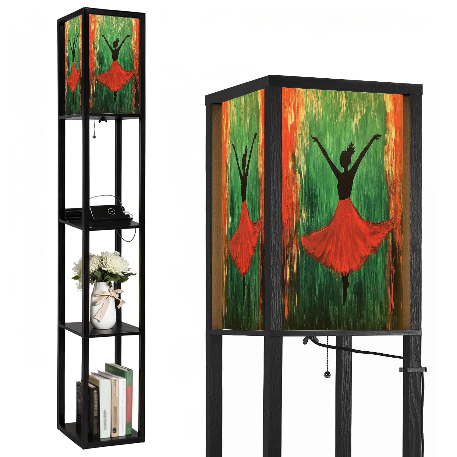 Floor Lamp with Shelves,Modern Dimmable Standing Lamp Dances Dancing ...