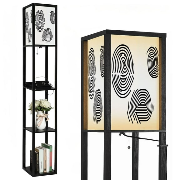Floor Lamp with Shelves,Modern Dimmable Standing Lamp Rainbow foil wavy ...