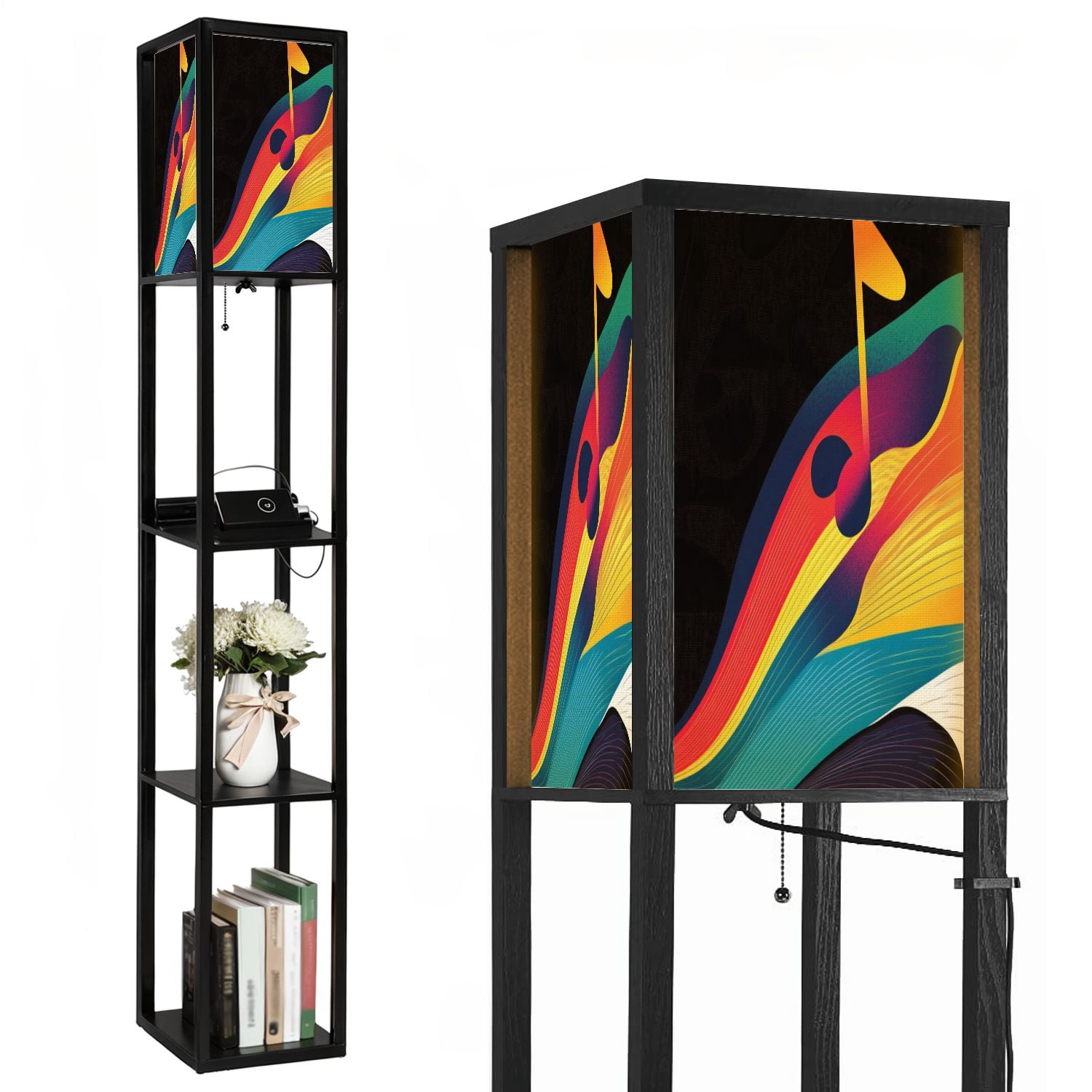 Floor Lamp with Shelves,Modern Dimmable Standing Lamp Modern Rainbow ...