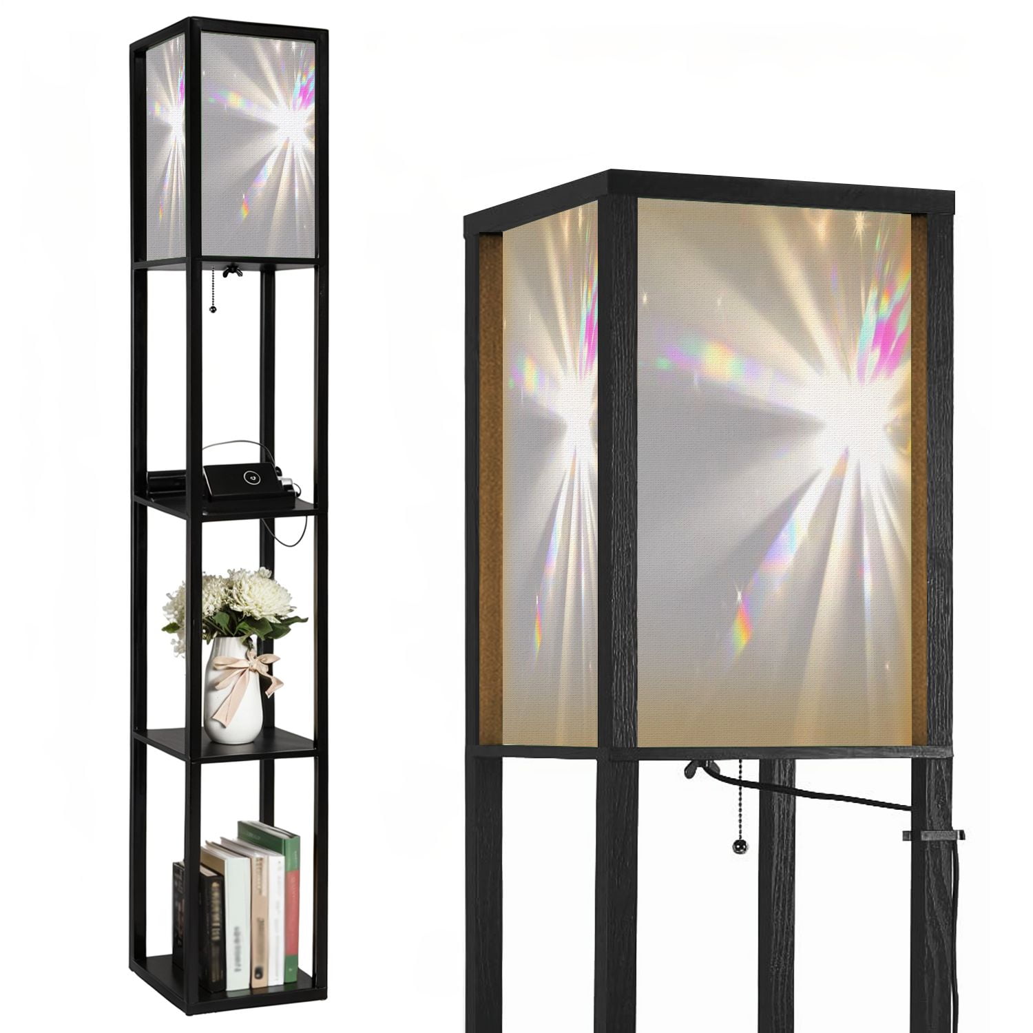 Floor Lamp with Shelves,Modern Dimmable Standing Lamp light overlay ...