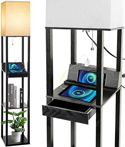 Floor Lamp with Shelves, Modern Shelf Lamp for Display Storage, 3 Color ...