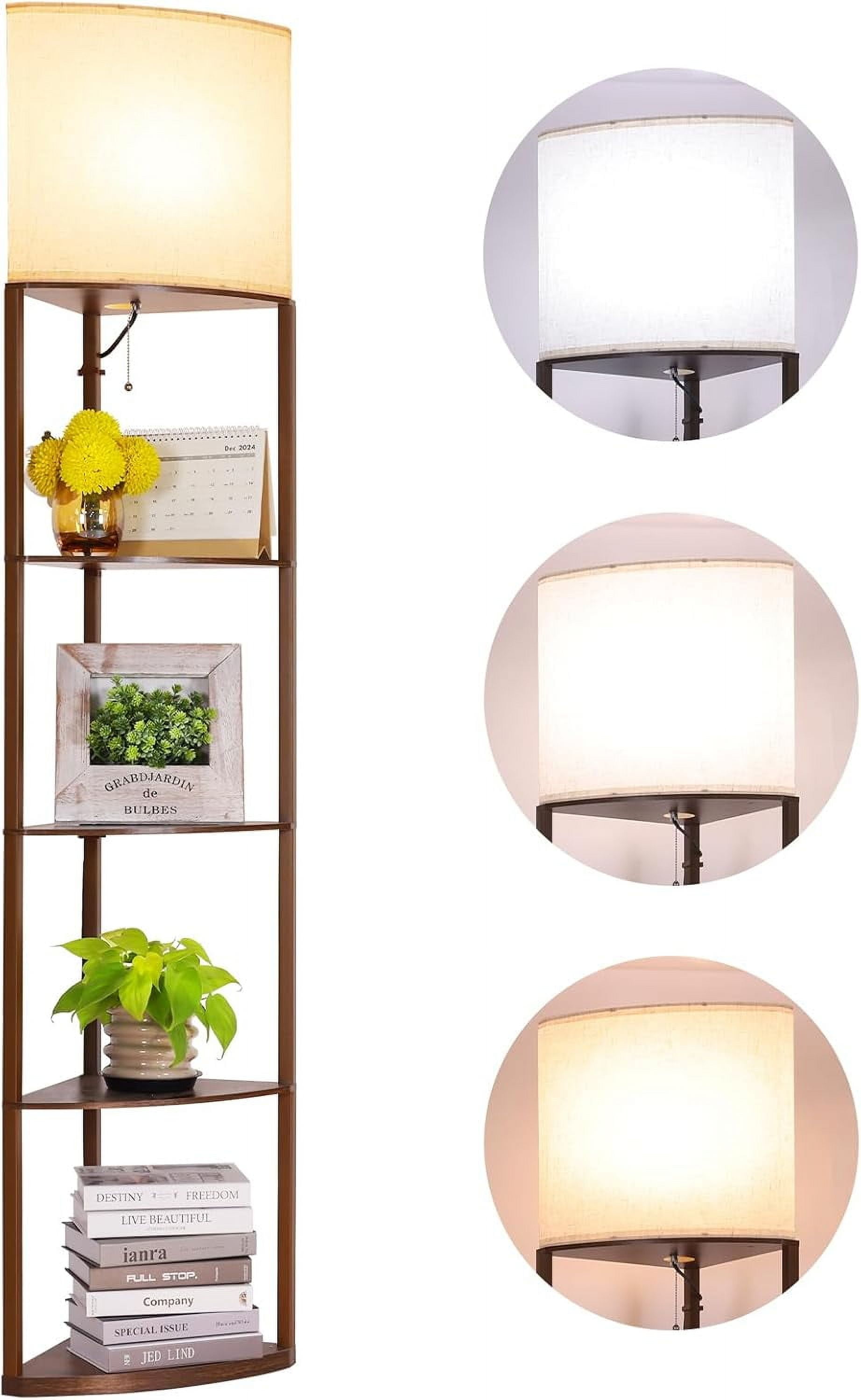 Floor Lamp with Shelves, Sector Corner Shelf Lamp with 3 Color ...