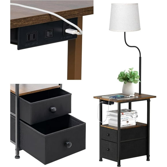 Side Table Lamp Combo