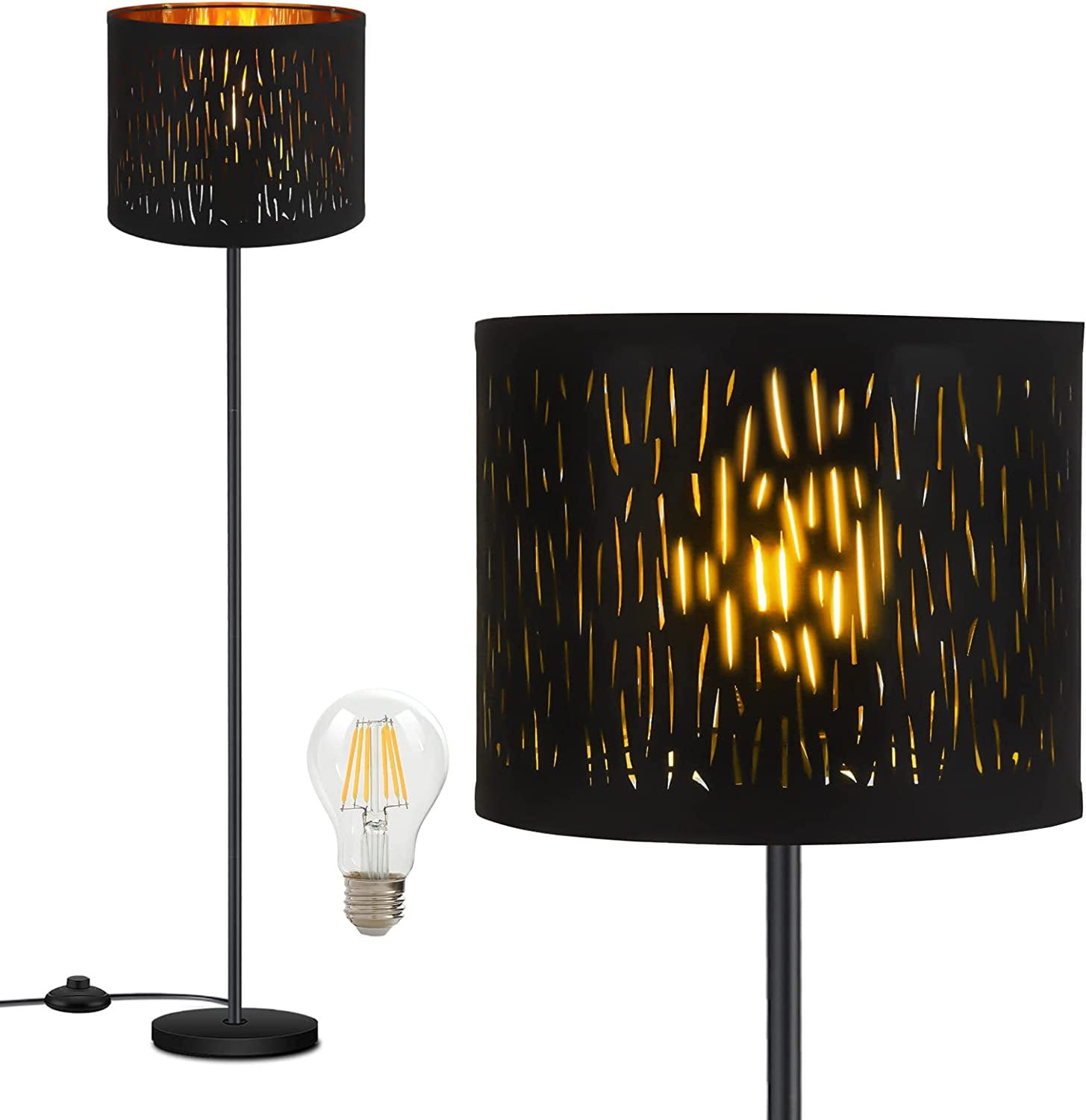 Floor Lamp, Standing Lamp, 6W LED Floor Lamps with Black Lampshade ...