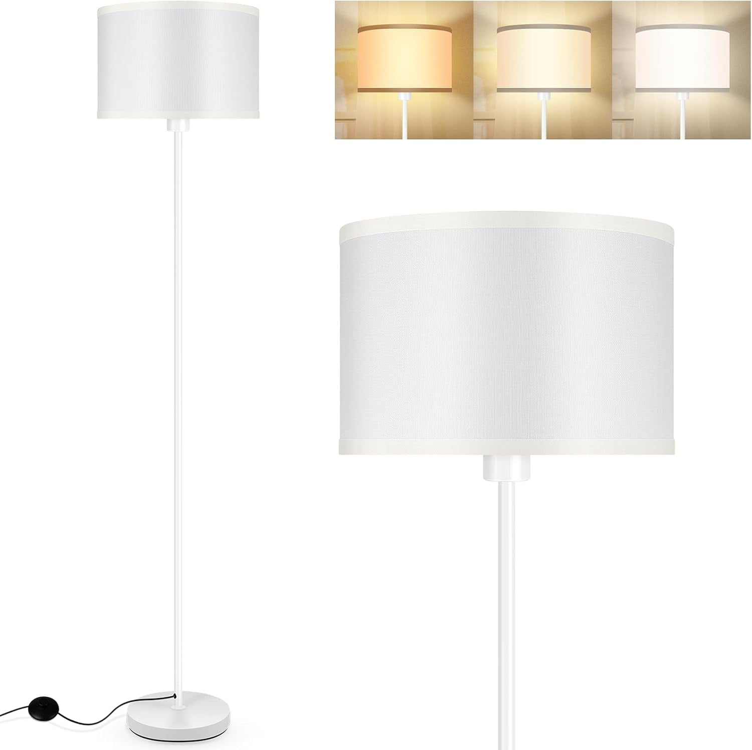 Floor Lamp, Standing Lamp, 6W LED Floor Lamps with Black Lampshade ...
