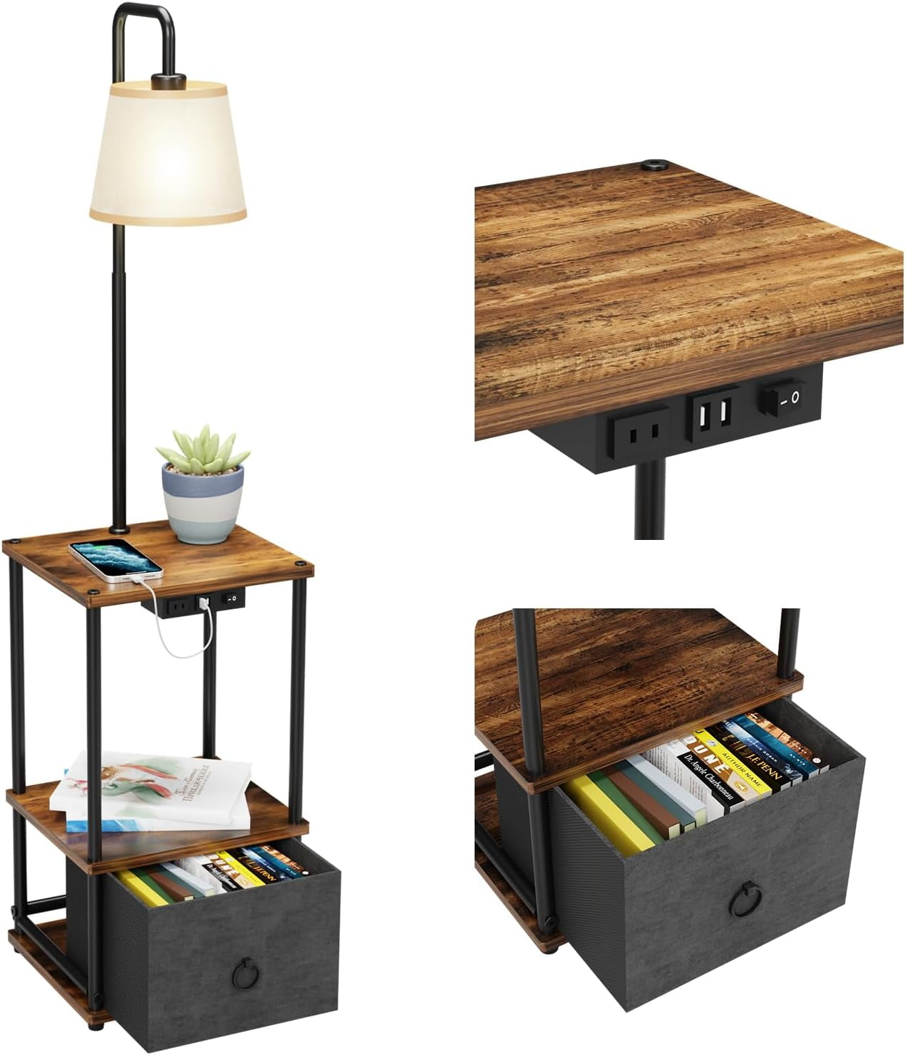 Floor Lamp with Table and Drawer - Floor Lamps for Living Room Bedroom ...