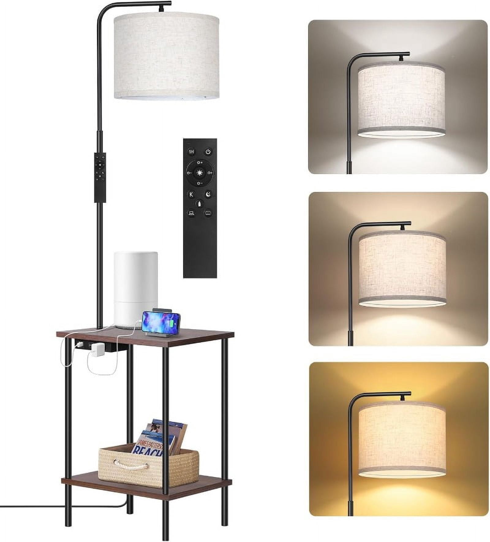 Floor Lamp with Table, End Table with Lamp Attached for Bedroom, Type C ...