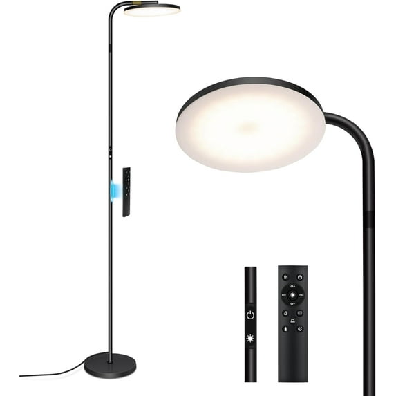 Floor Lamp with Table & Shelves,LED Stepless Dimmable Torchiere with ...