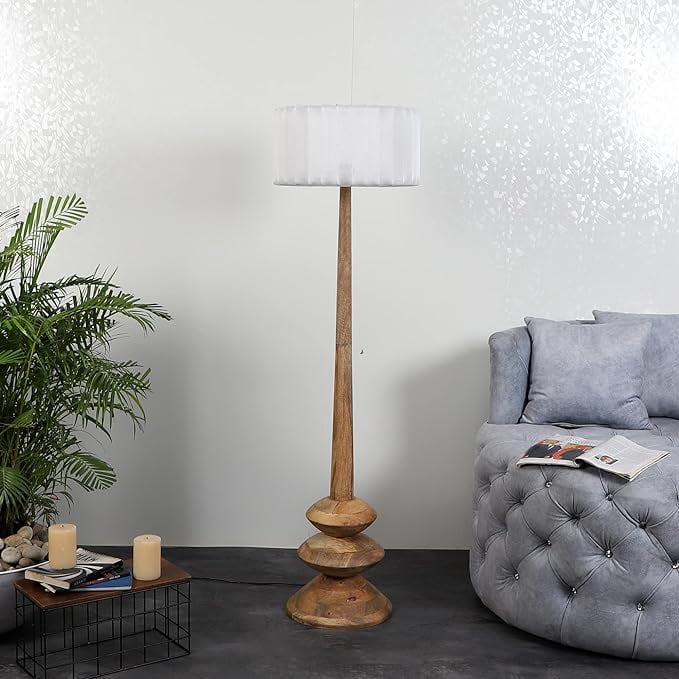 Floor Lamp With Wood Base and Iron Shade Light Luxury Floor Lamp High ...