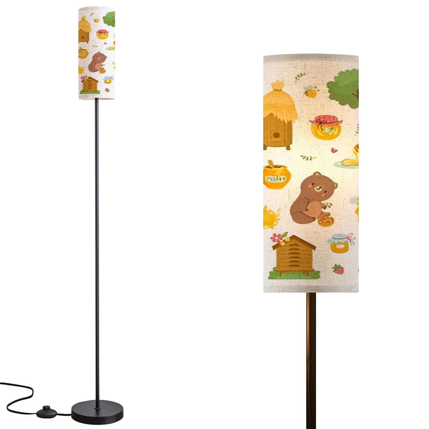Floor Lamp for Living Room with 3 Color Temperature Bear honey Cartoon ...