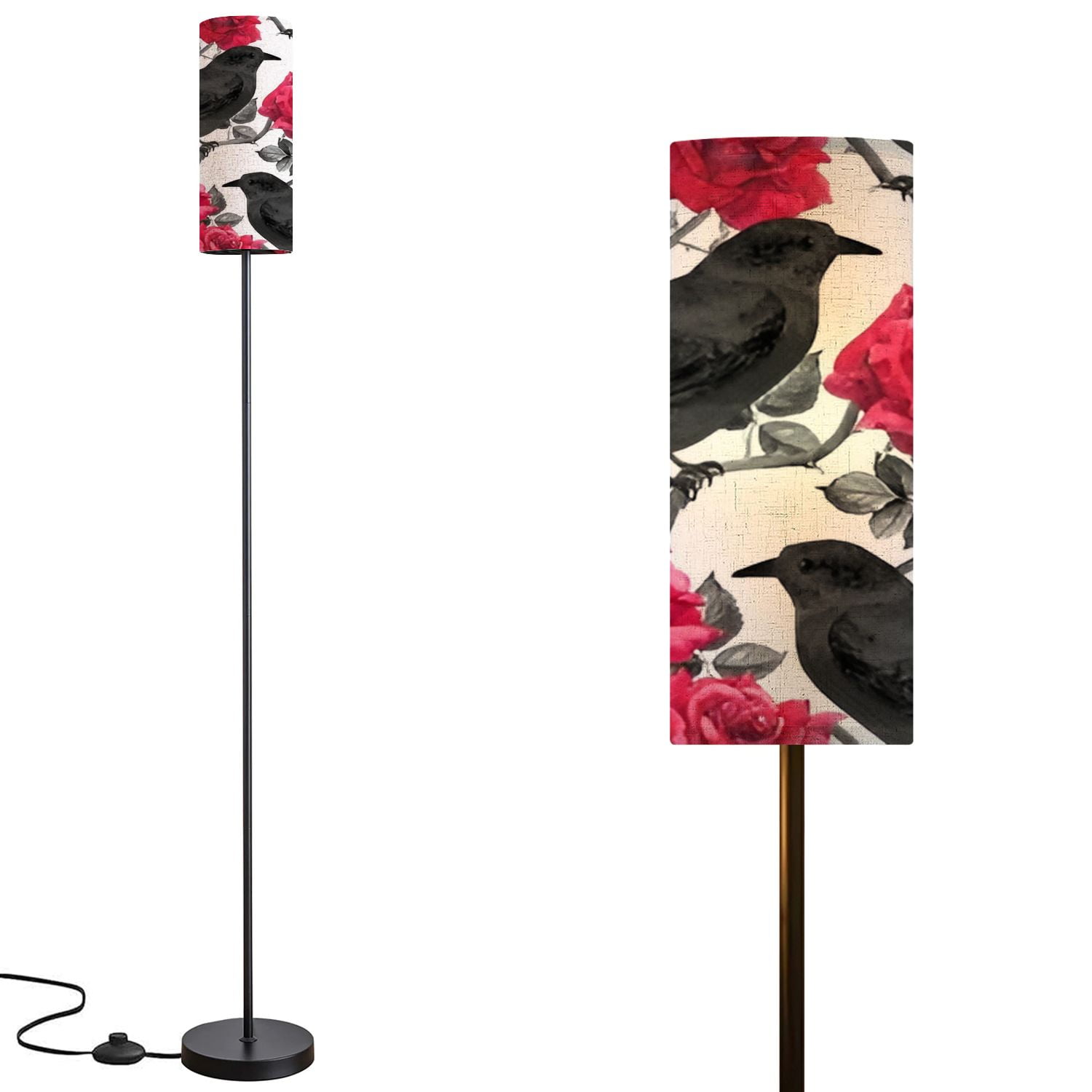 Floor Lamp for Living Room with 3 Color Temperature Raven birds red ...