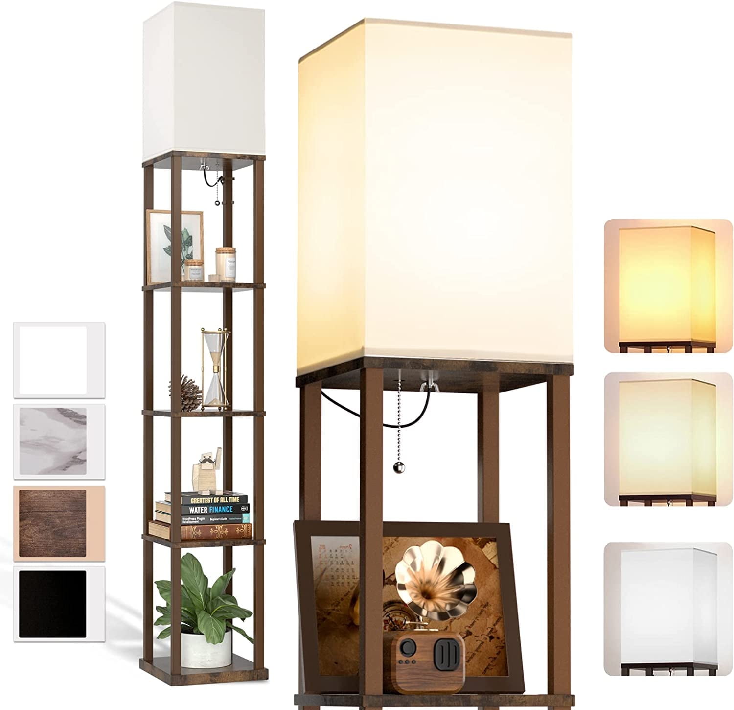 Floor Lamp with Shelves, 4-Tier Modern Shelf Floor Lamp with 3CCT LED ...