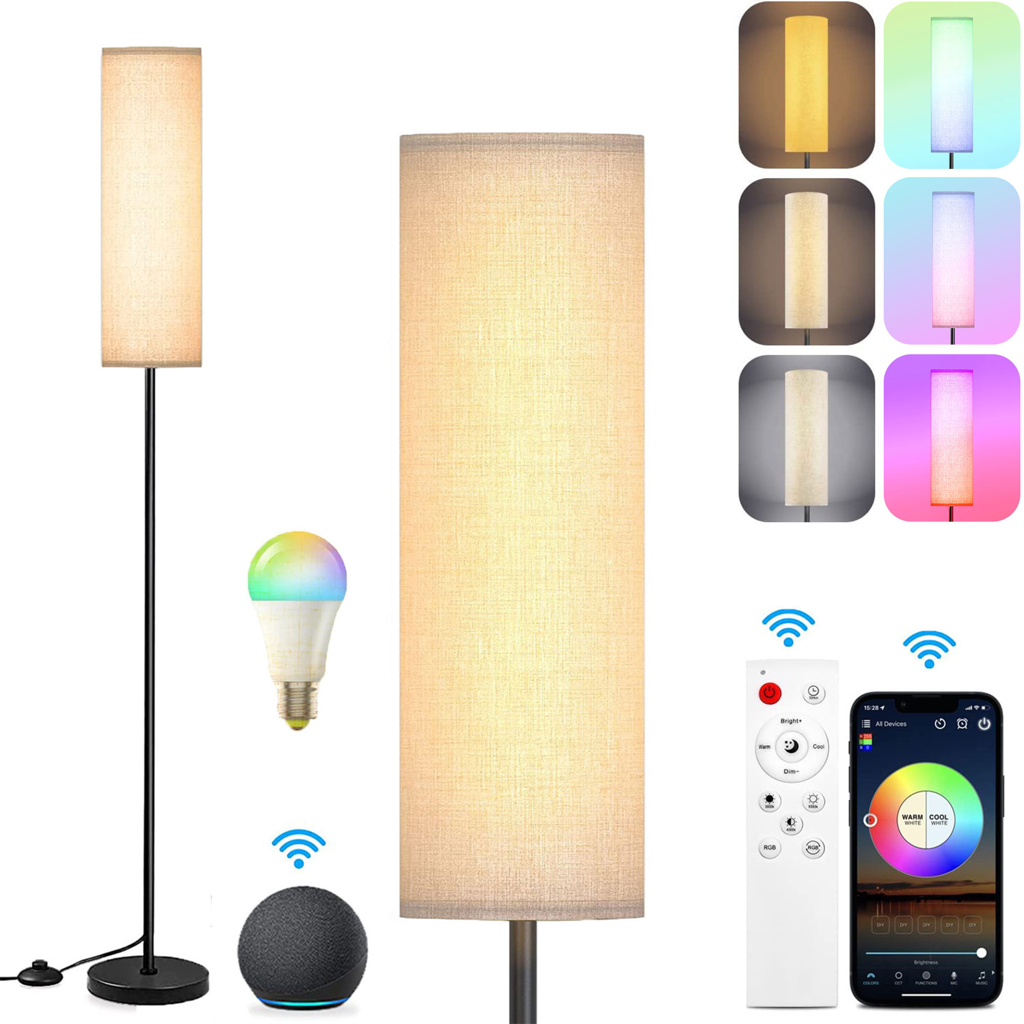 EDISHINE Floor Lamps for Living Room Clearance with Remote Control ...