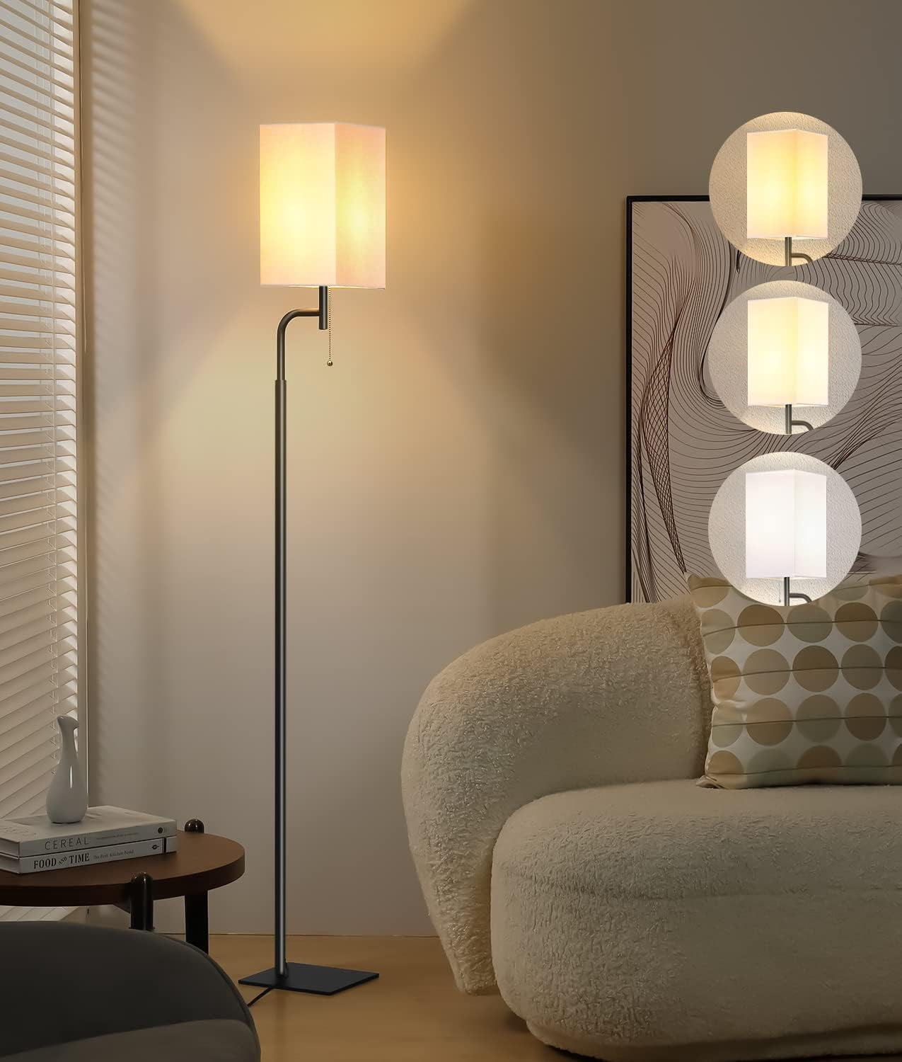 Floor Lamps for Living Room, 3 Color Temperatures Tall Lamp, Modern ...