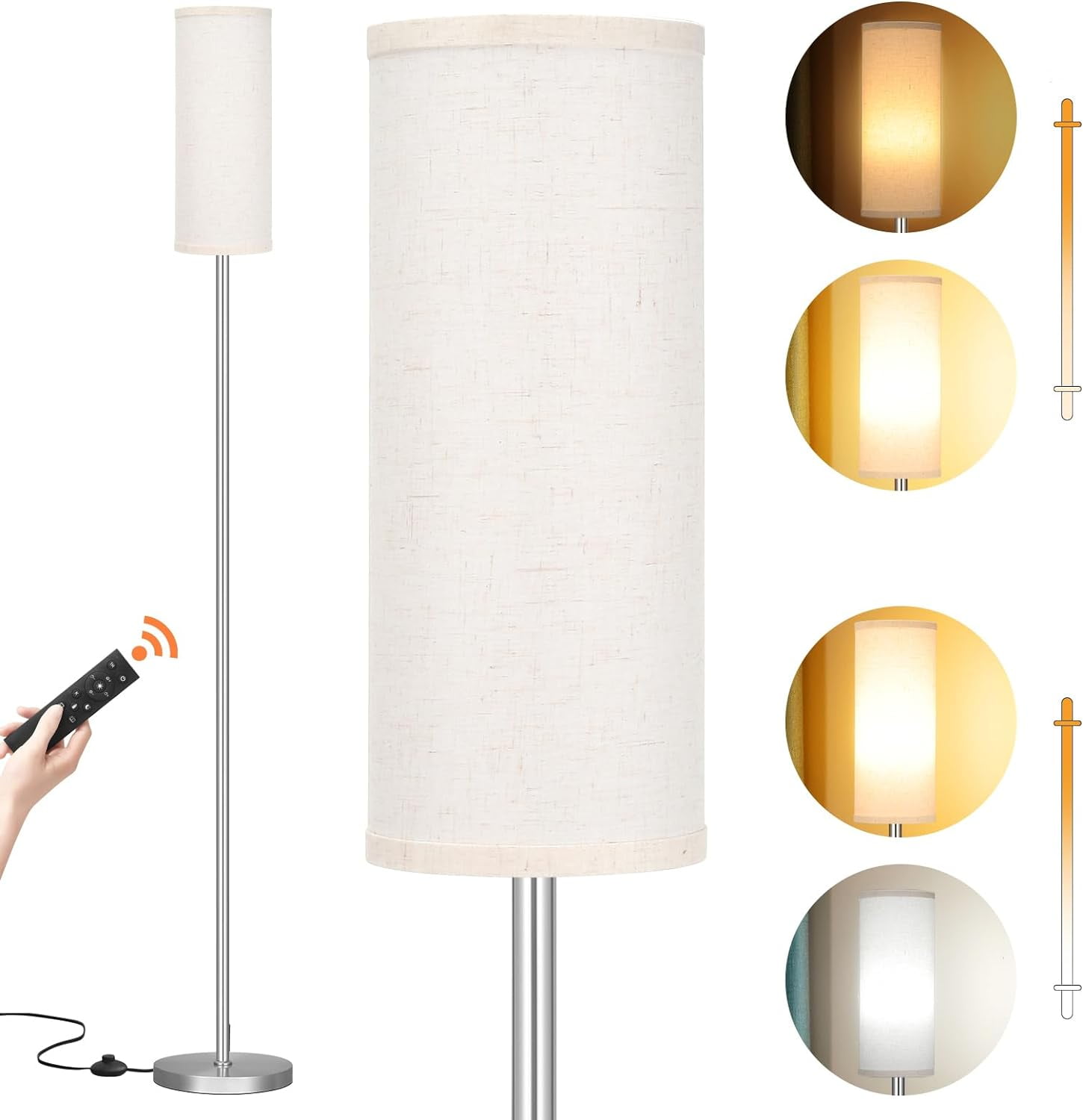 Floor Lamps for Living Room, Modern Silver Floor Lamp with Remote ...