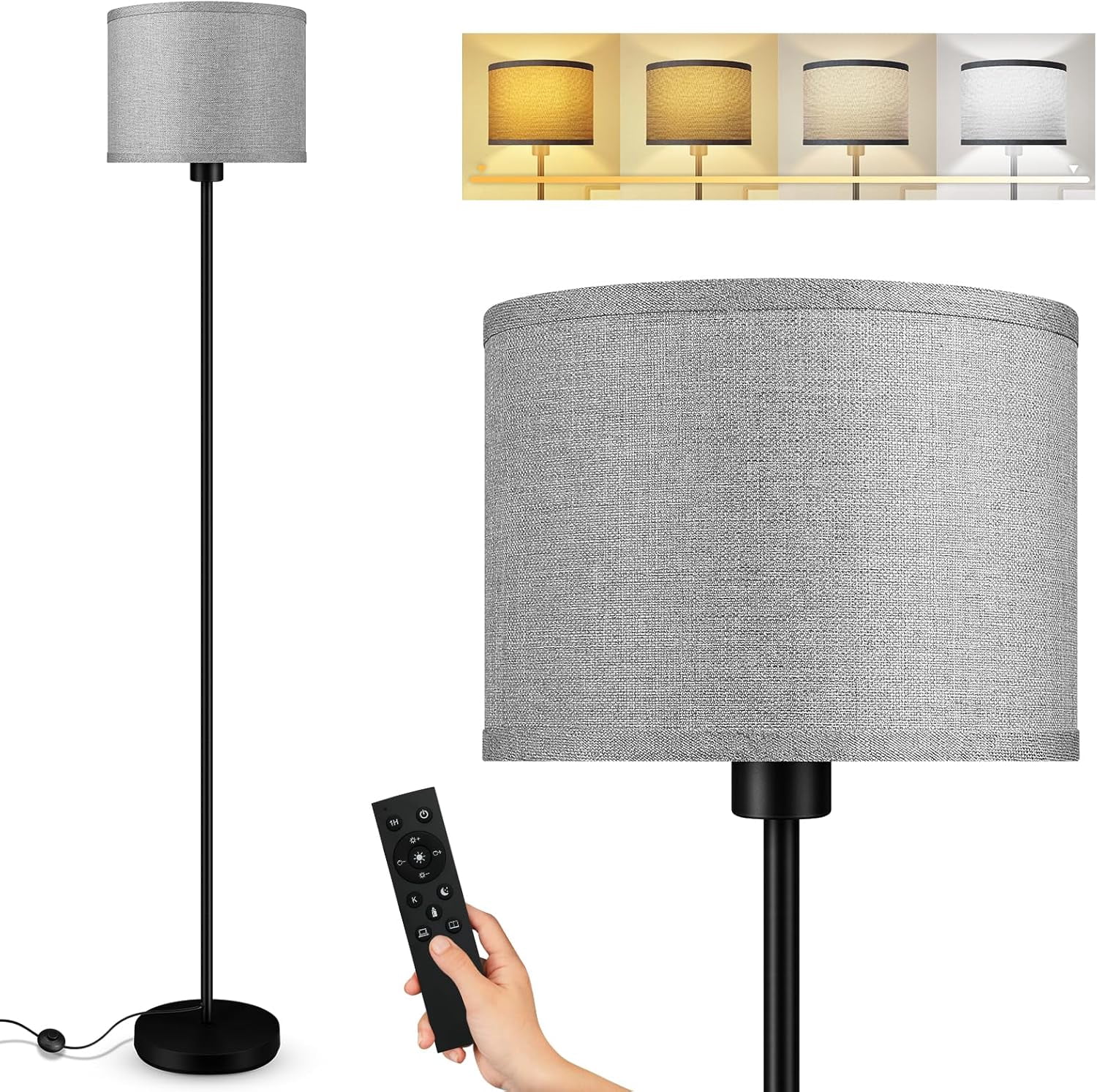 Floor Lamps for Living Room, Stepless Dimmable Floor Lamp with Remote ...