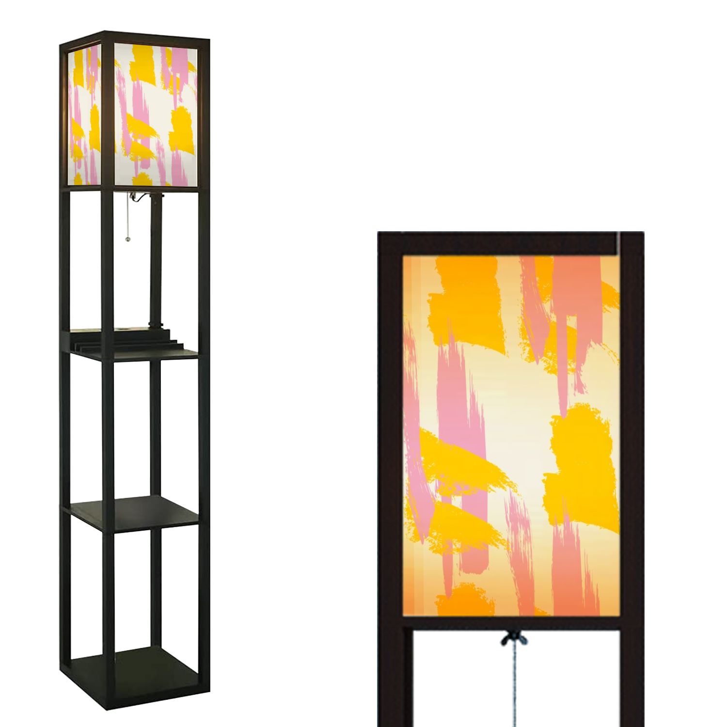Floor Lamps with Shelves Wood Tall Standing Lamp 3 Color Temperatures ...