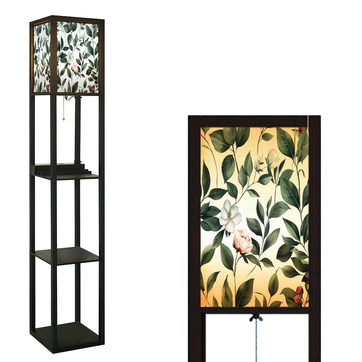 Floor Lamps with Shelves Wood Tall Standing Lamp 3 Color Temperatures ...