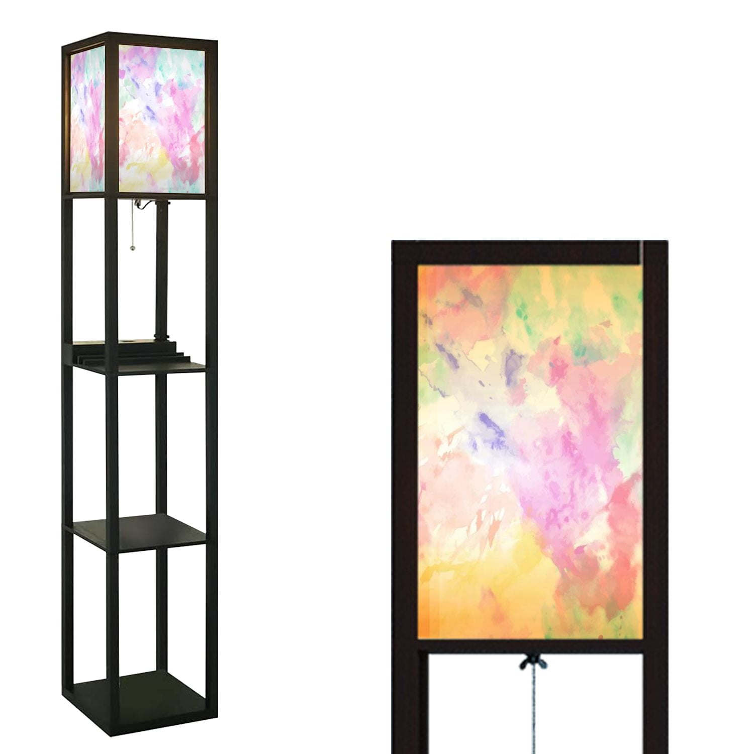 Floor Lamps with Shelves Wood Tall Standing Lamp 3 Color Temperatures ...