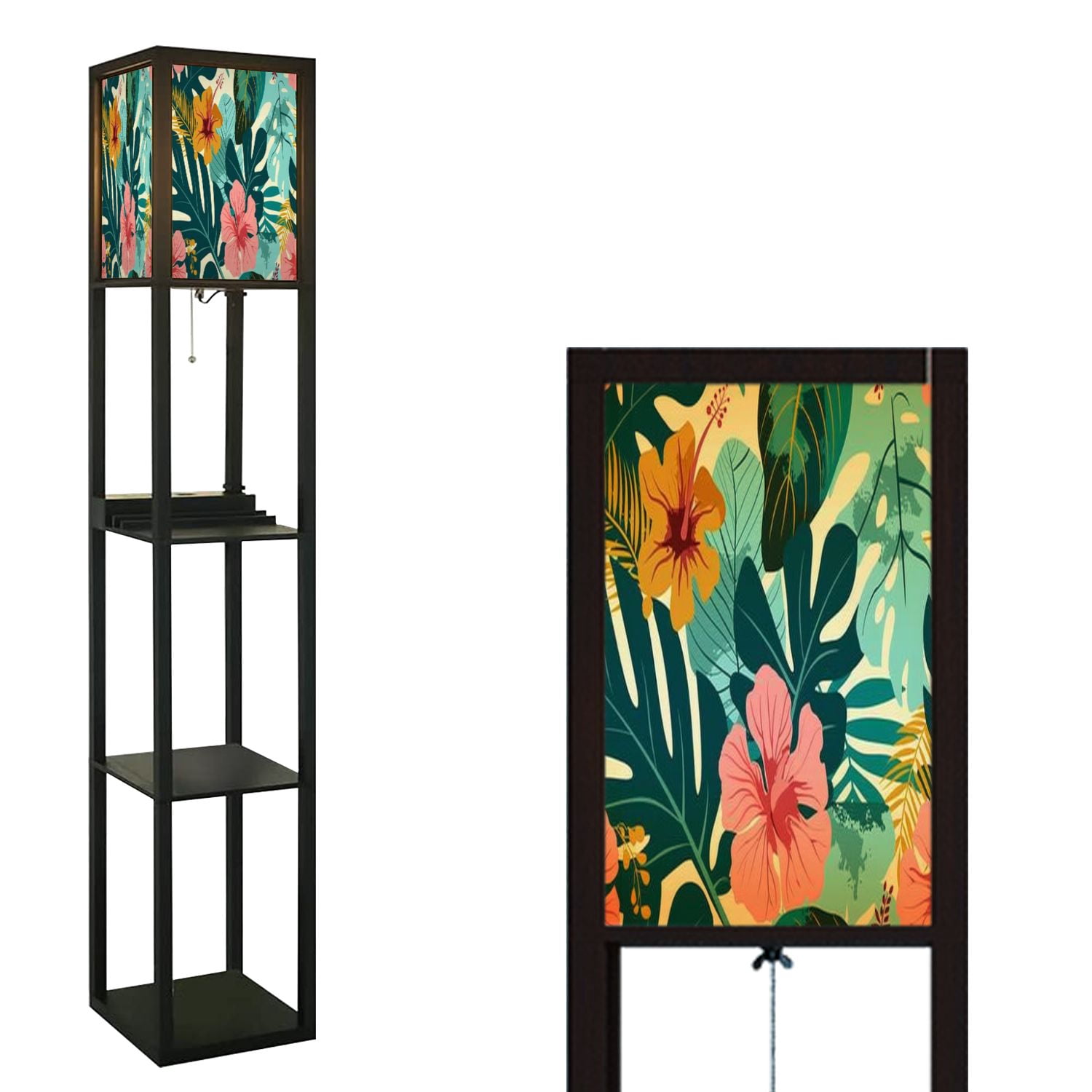 Floor Lamps with Shelves Wood Tall Standing Lamp 3 Color Temperatures ...