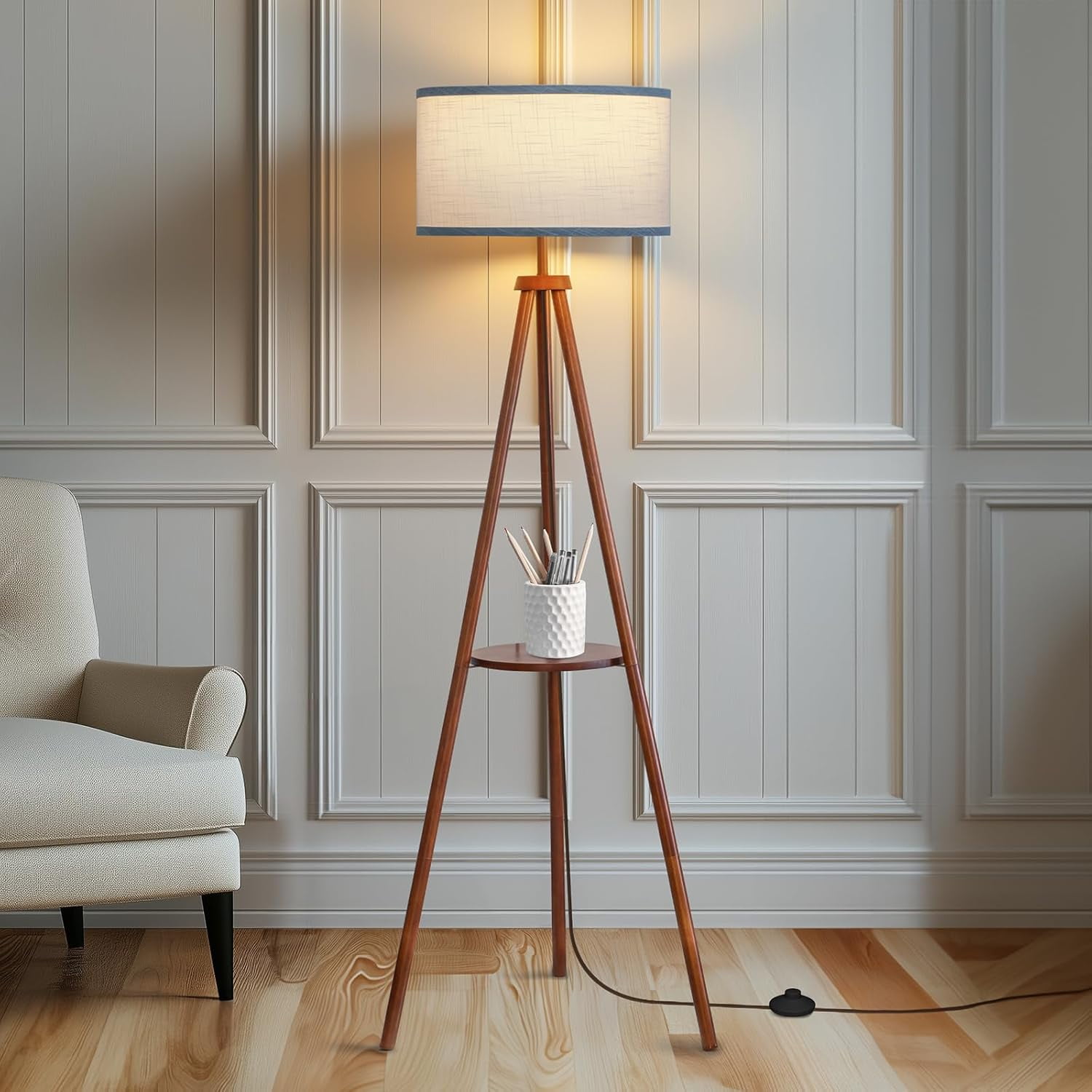 Floor Lamps for Living Room, Modern Standing Lamp with Shelf, 3 Color ...