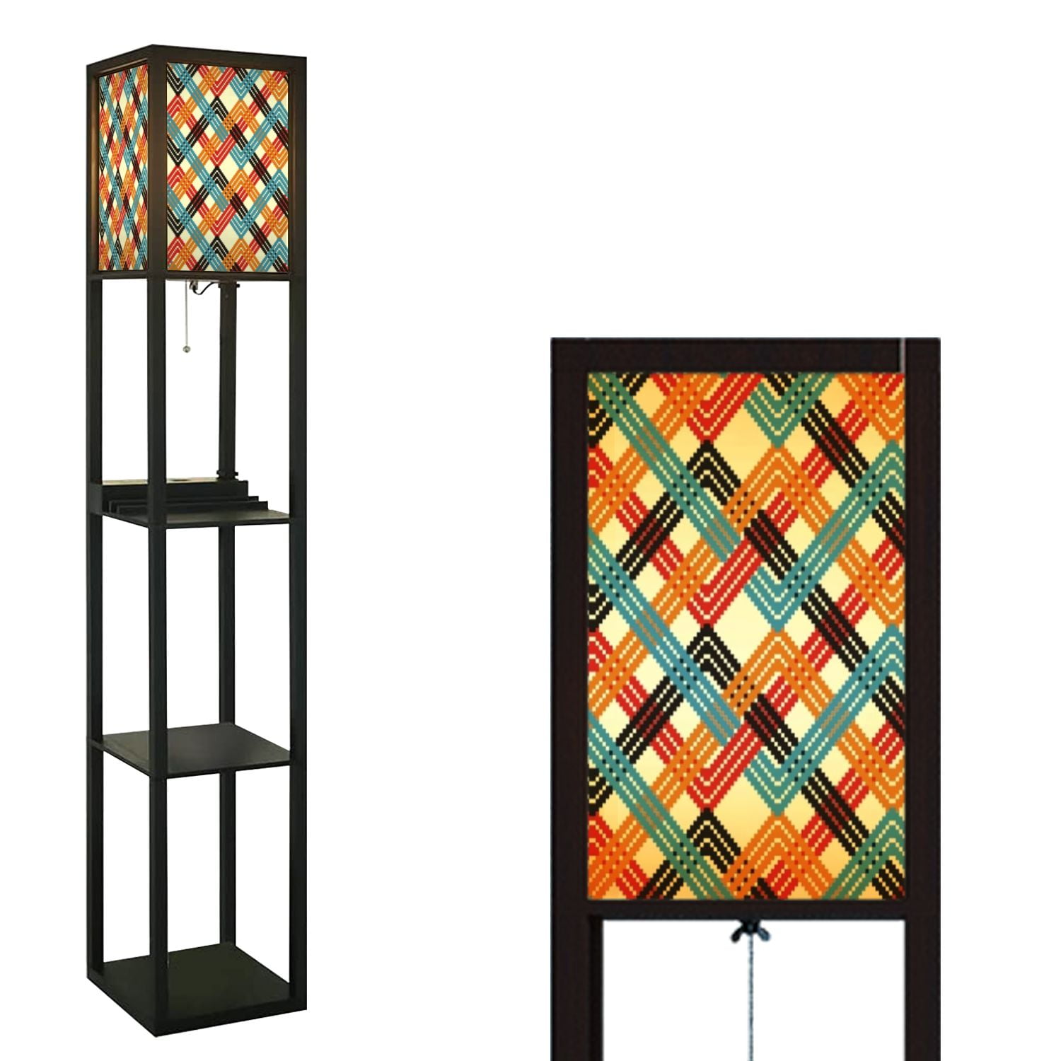 Floor Lamps with Shelves Wood Tall Standing Lamp 3 Color Temperatures ...