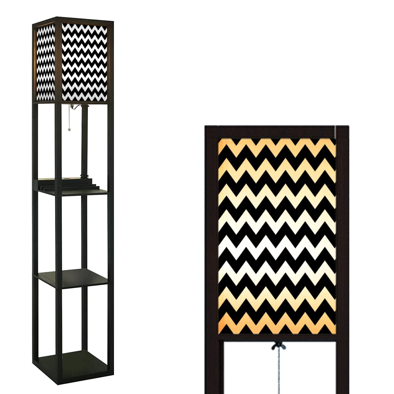 Floor Lamps with Shelves Wood Tall Standing Lamp 3 Color Temperatures ...