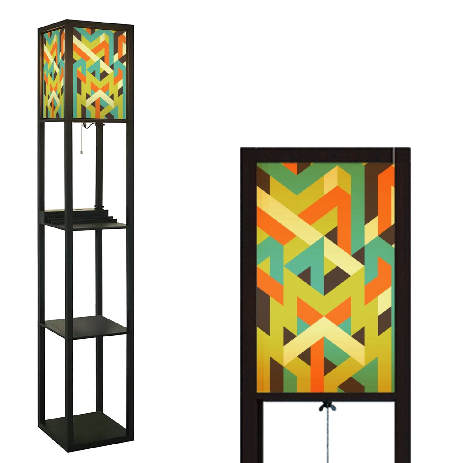 Floor Lamps with Shelves Wood Tall Standing Lamp 3 Color Temperatures ...