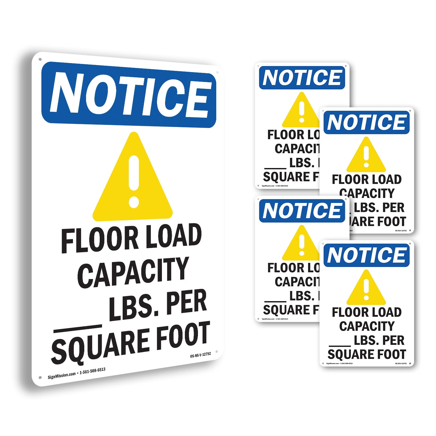 Floor Load Capacity OSHA Notice Aluminum Sign 18 Inch x 12 Inch - 5 ...