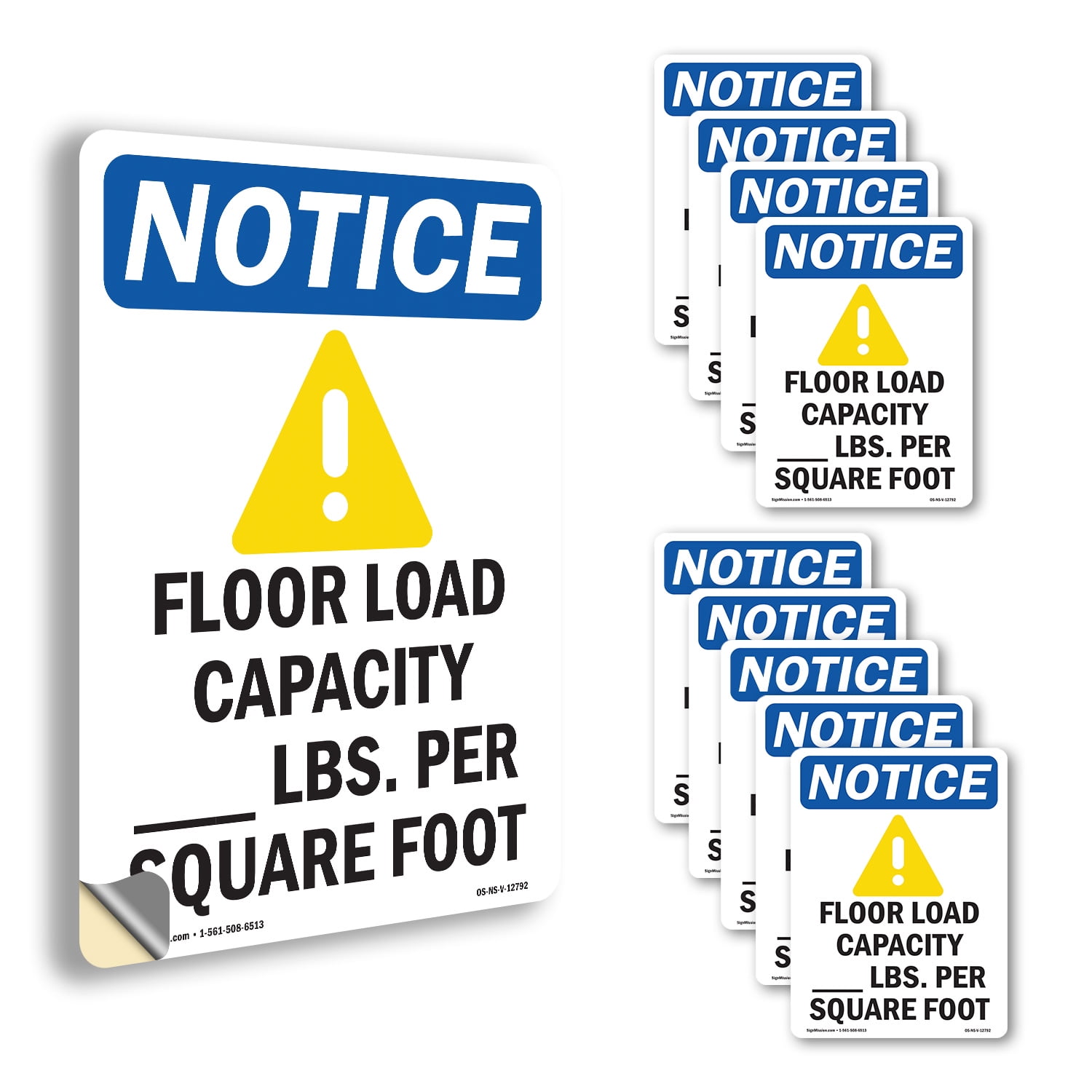 Floor Load Capacity With Symbol OSHA Notice Vinyl Decal Label 24 Inch x ...