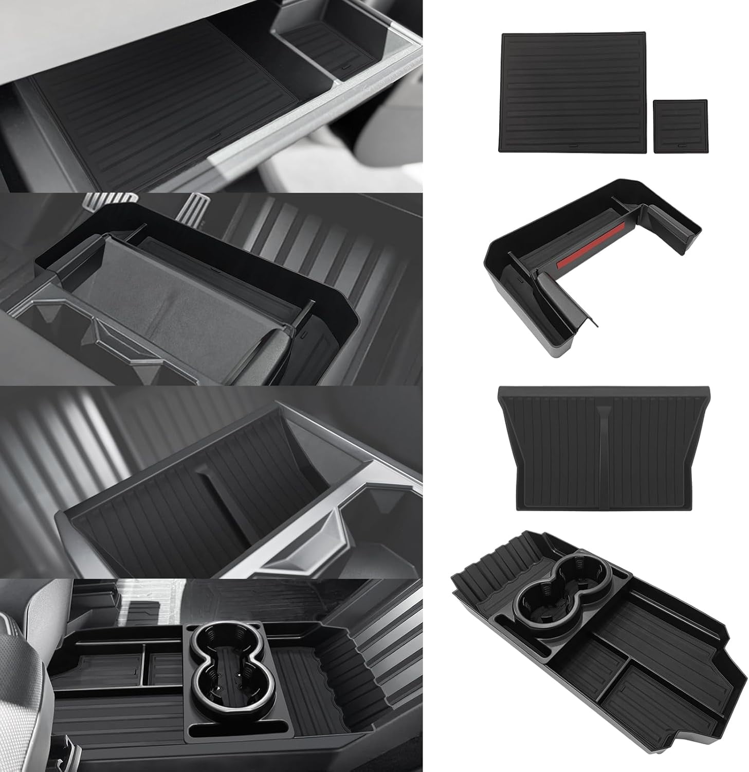 Floor Lower Console Organizer & Cup Holder Front Organizer& Glove Box ...