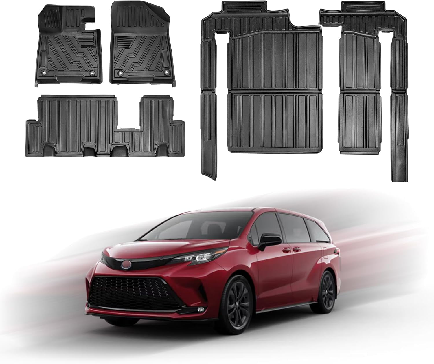 Floor Mat 3 Rows Liner Fit for Toyota Sienna 8 Seat 2021-2024 2025，TPE ...