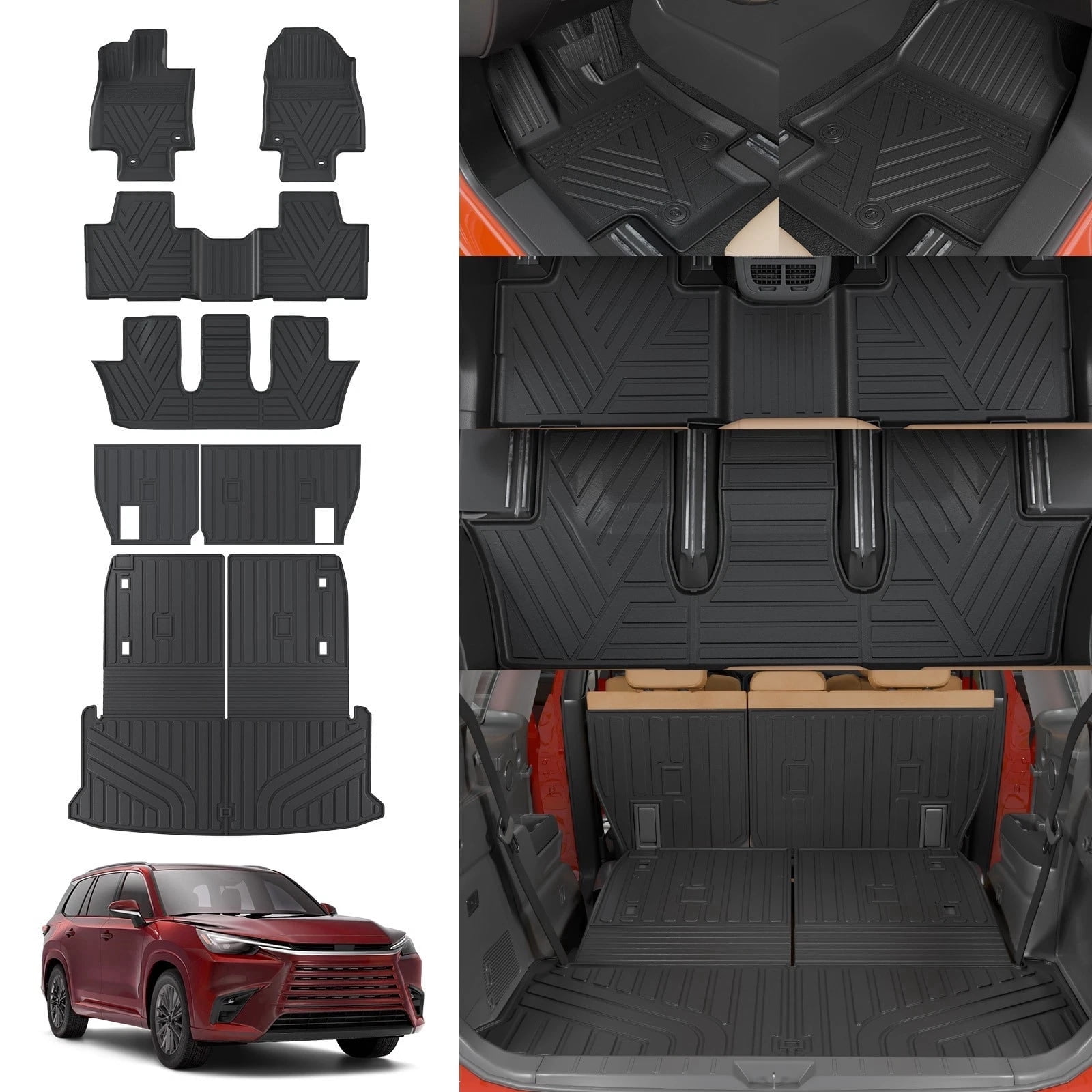 Floor Mats for 2024 2025 2026 Lexus TX350 TX500h TX550h+ 7 Seats Cargo ...