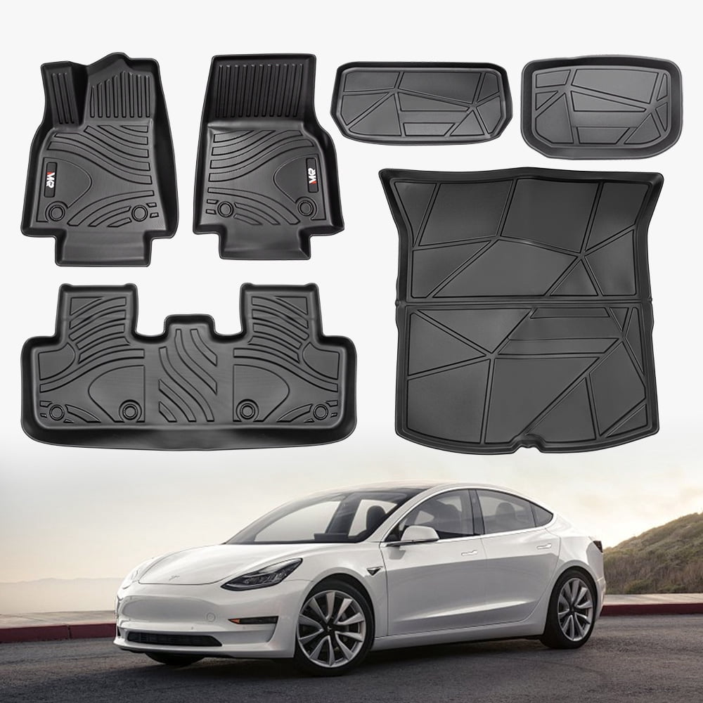 Floor Mats & Cargo Liners for Tesla Model Y 5-Seat 2021-2022-100% Eco ...