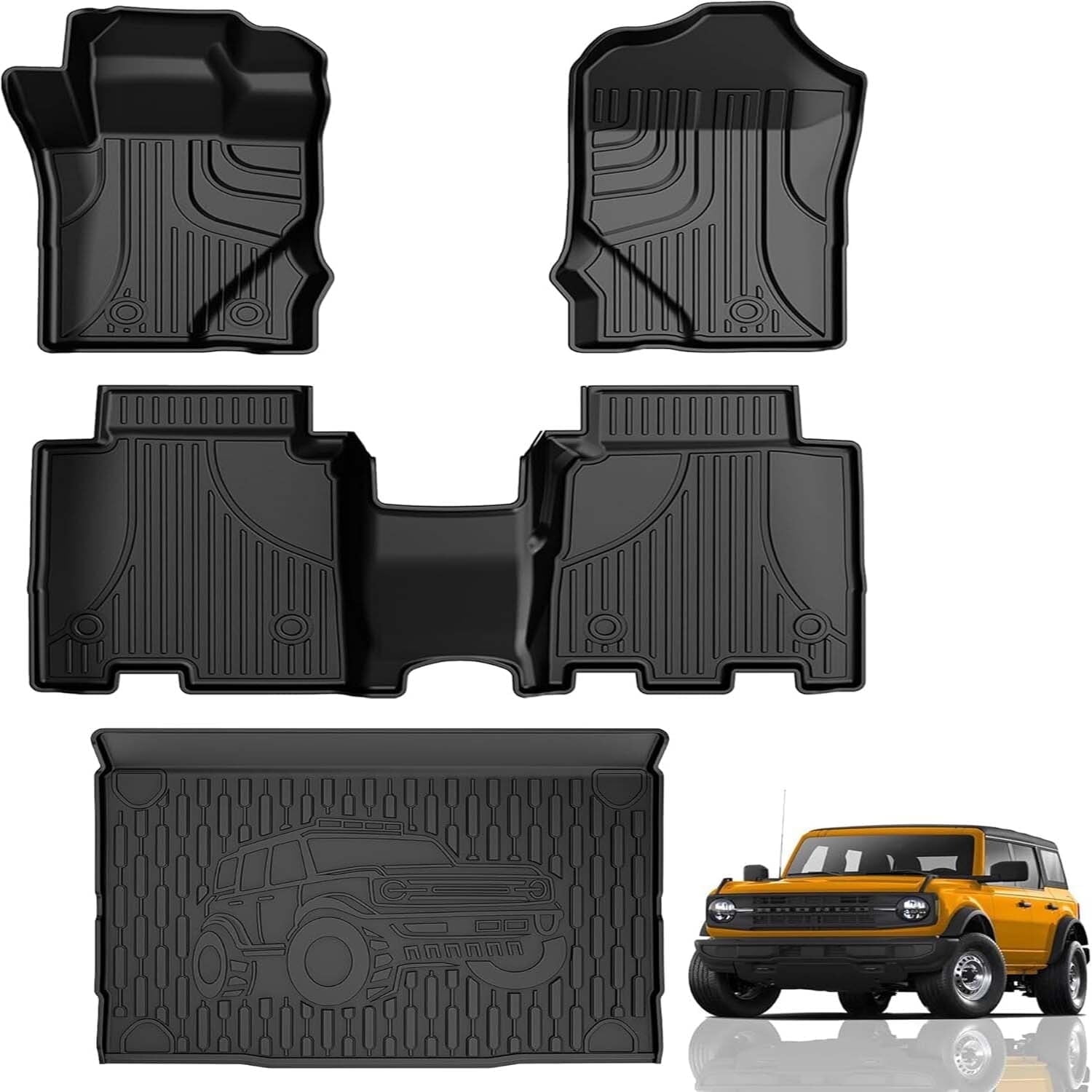Floor Mats Compatible with Ford Bronco Sport 2021 2022 2023 2024 2025, Custom Fit All Weather ...