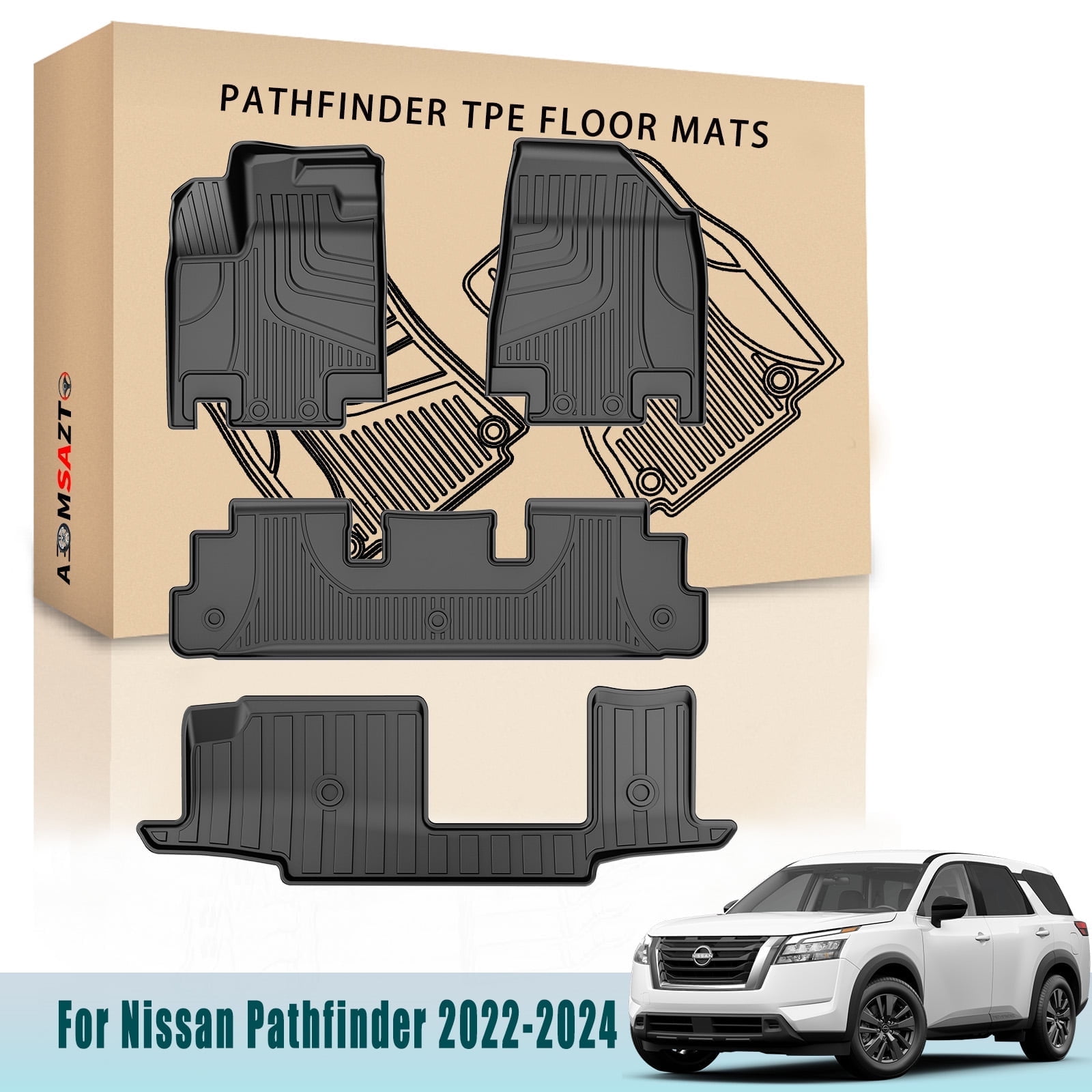 AOMSAZTO Floor Mats Compatible with 2022 2023 2024 Nissan Pathfinder 7 ...