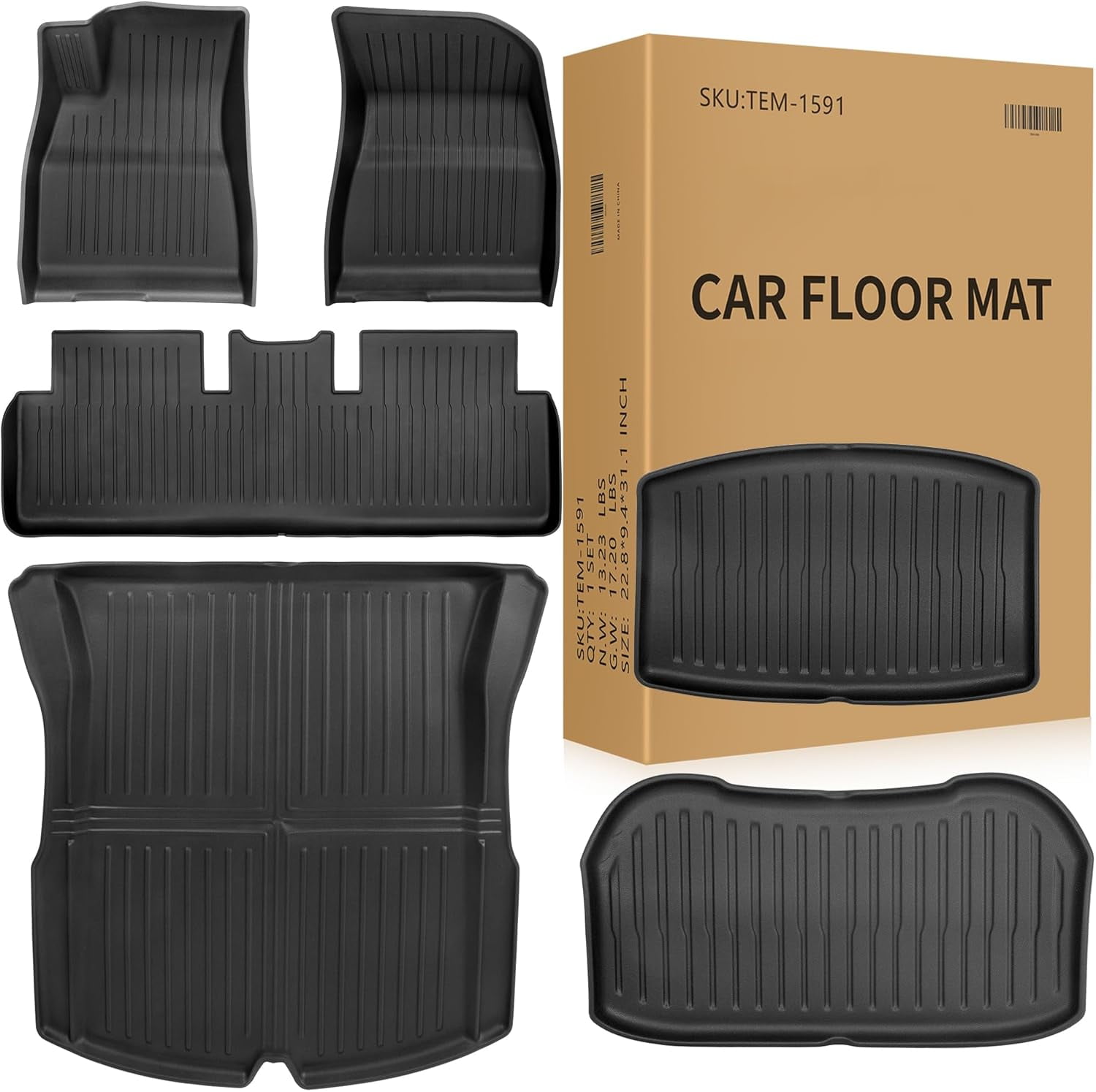 Floor Mats Fit for Tesla Model 3 Highland 2025 2024, TPE All Weather ...