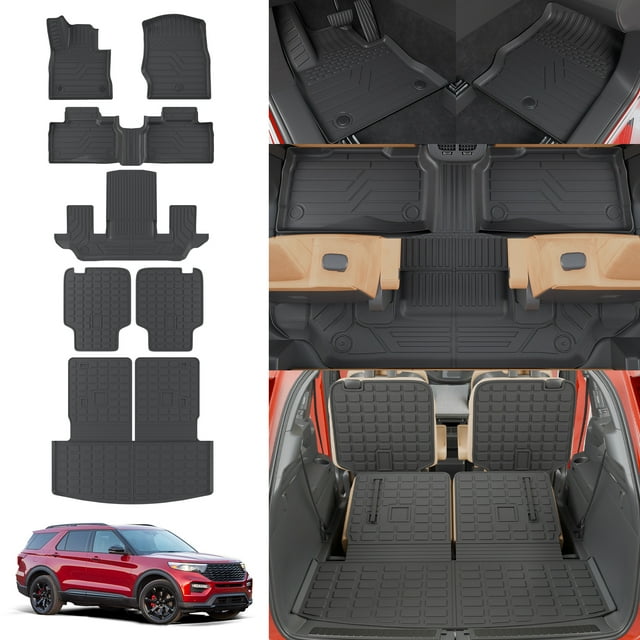 Floor Mats For 2020-2025 Ford Explorer 6 Seats Captain Chairs Trunk Mat ...