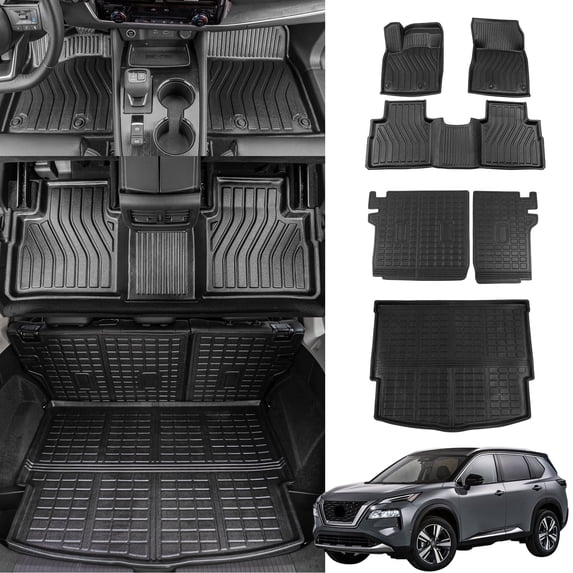 Bomely Floor Mats for 2021-2026 Nissan Rogue Trunk Mat Cargo Liner TPE ...
