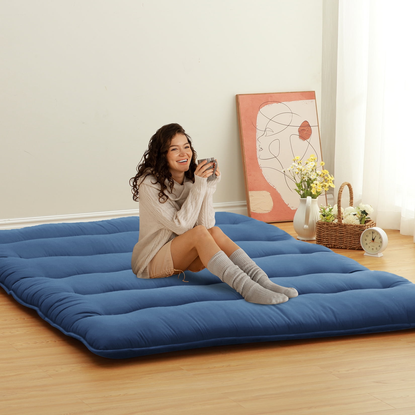 Floor Mattress Futon Mattress, 3" Thicken Roll Up Daybed Futon ...