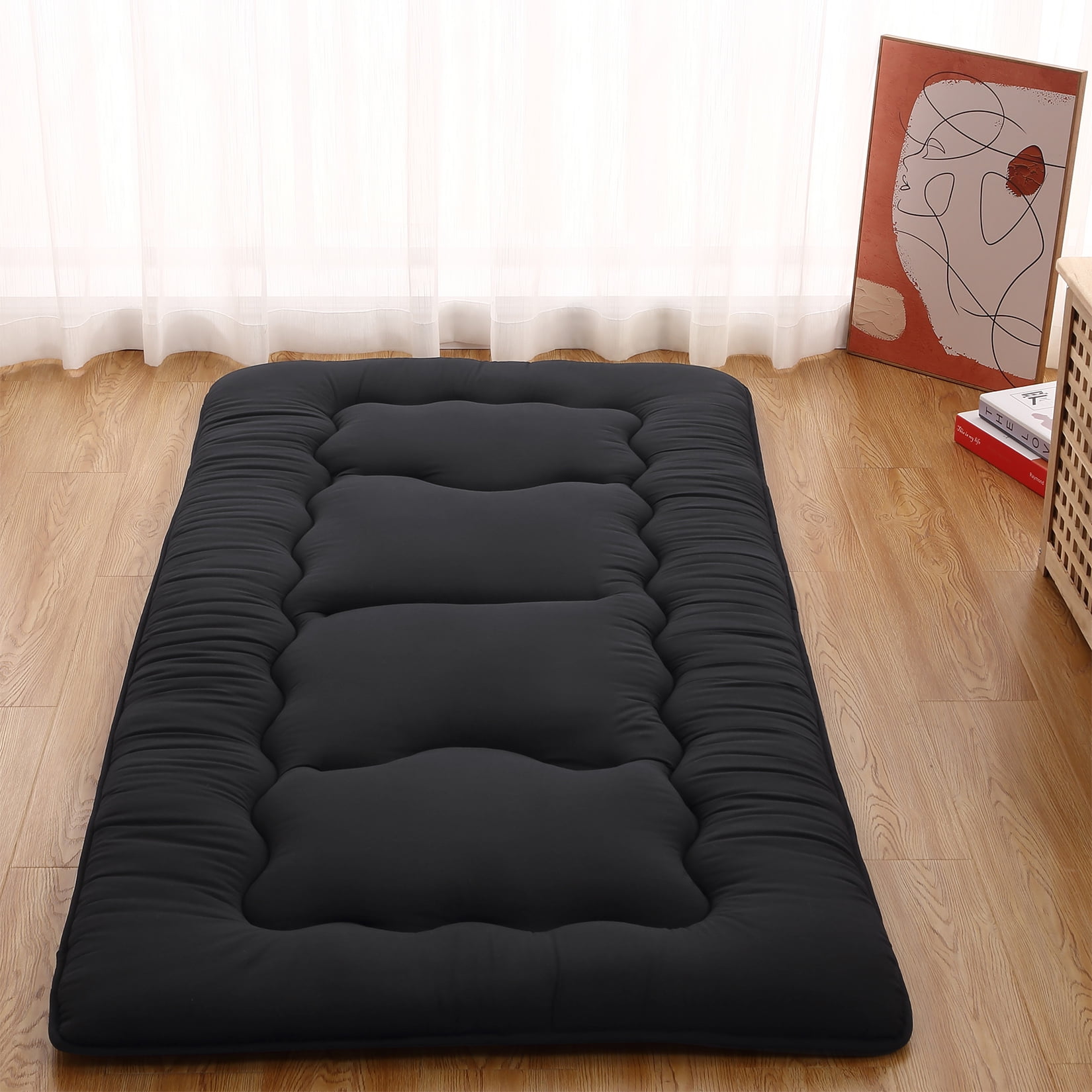 Foldable Thick Padded Guest Floor Mattress Futon, Roll Up Sleeping ...
