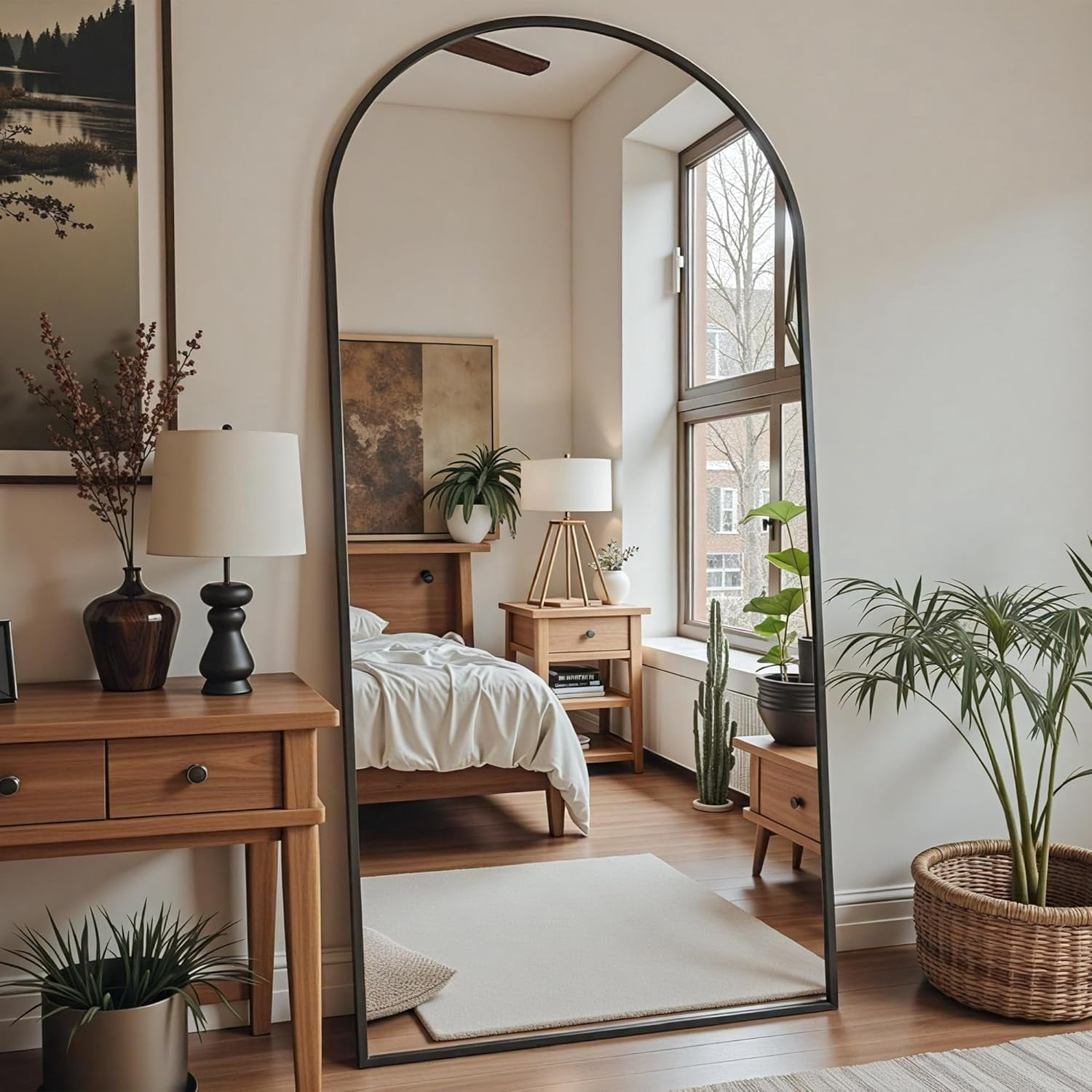 Floor Mirror, 78"x38" Oversized Full Length Mirror with Stand,Arched ...