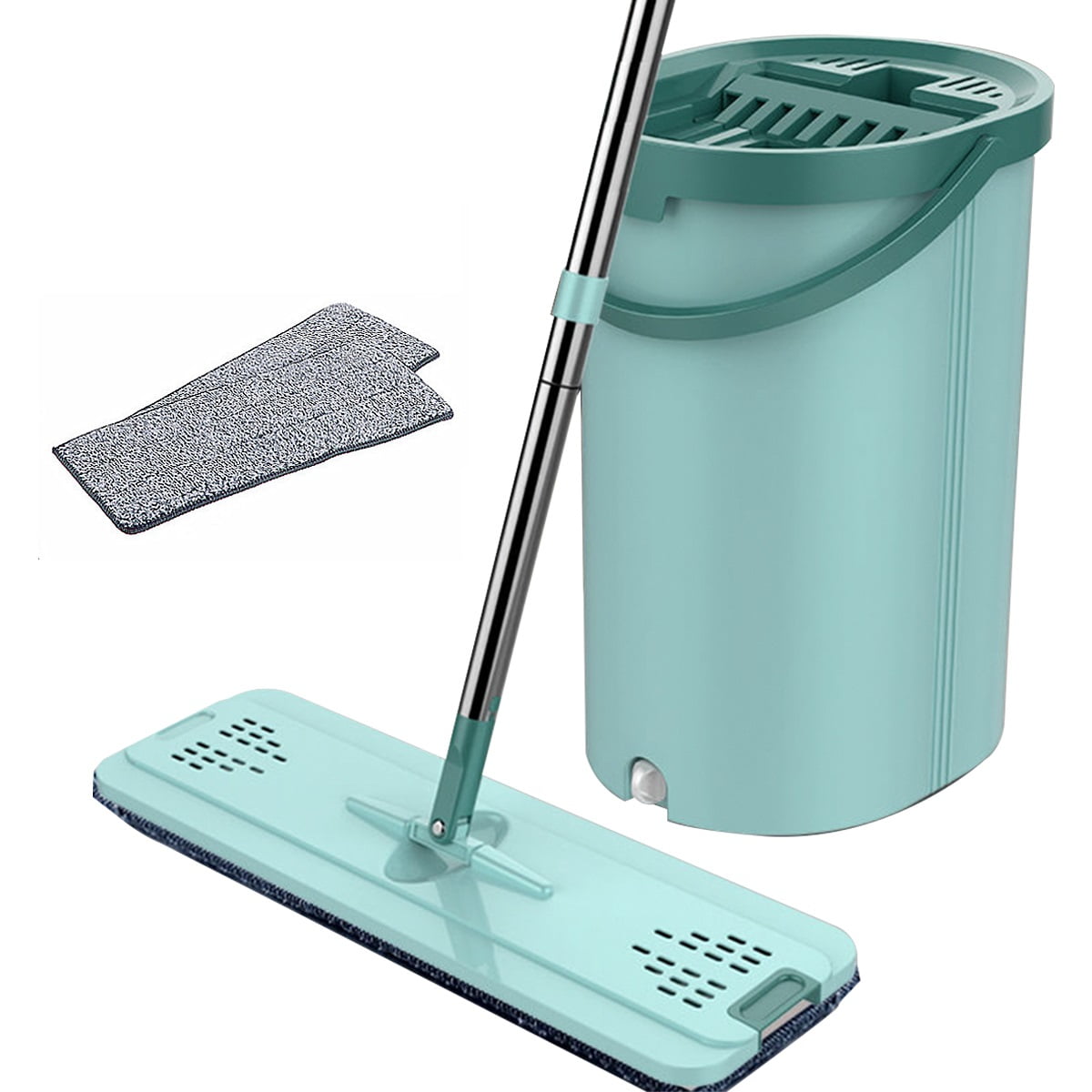 Floor Mop and Bucket Set Flat Mop Bucket System Flexible Mop Head 2 ...