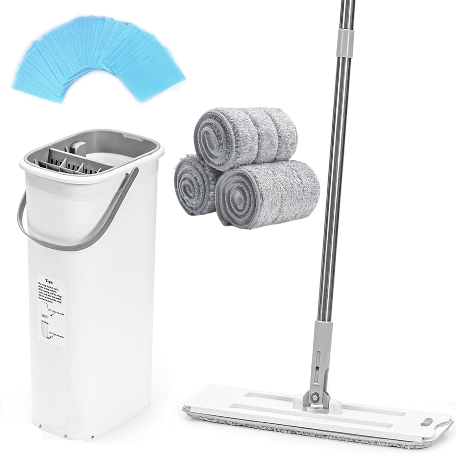 Floor Mop and Bucket with Wringing Set, Hands Free Mops for Floor ...