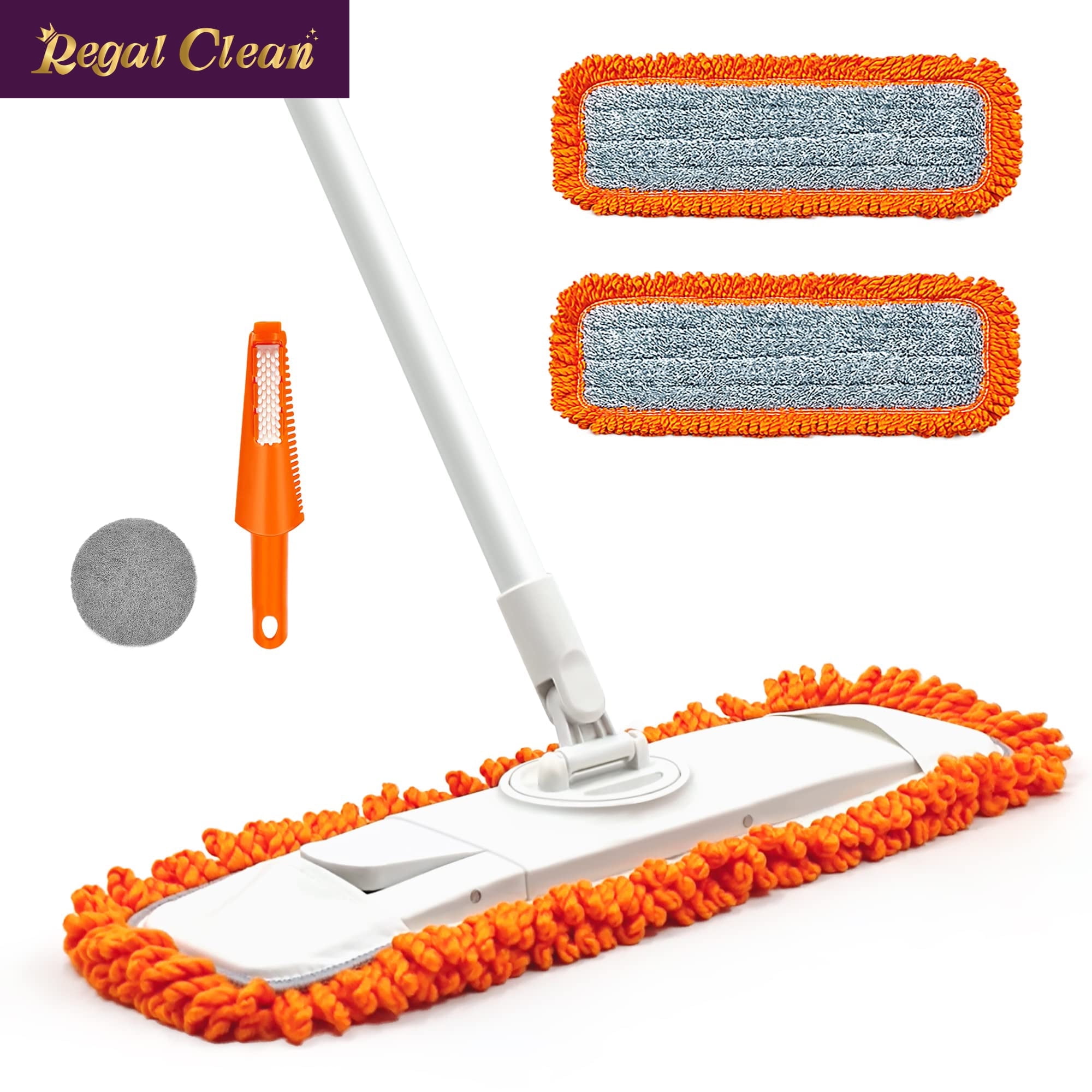 Floor Mop for Floor Cleaning with 2 Washable Microfiber Pads - Regal ...