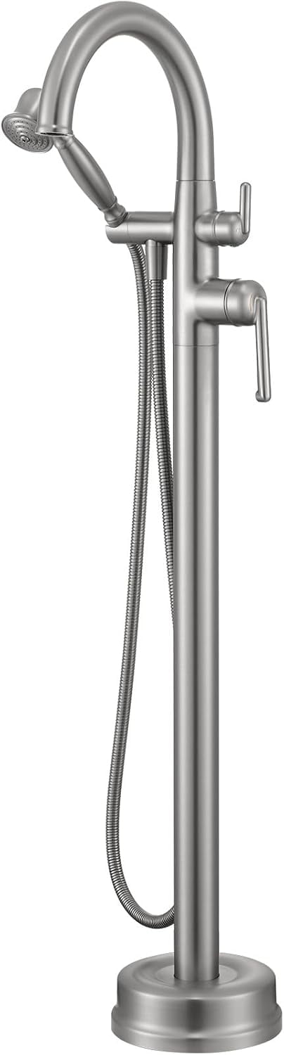 Floor Mount Freestanding Tub Faucet with High Flow Shower, Brass Tub ...
