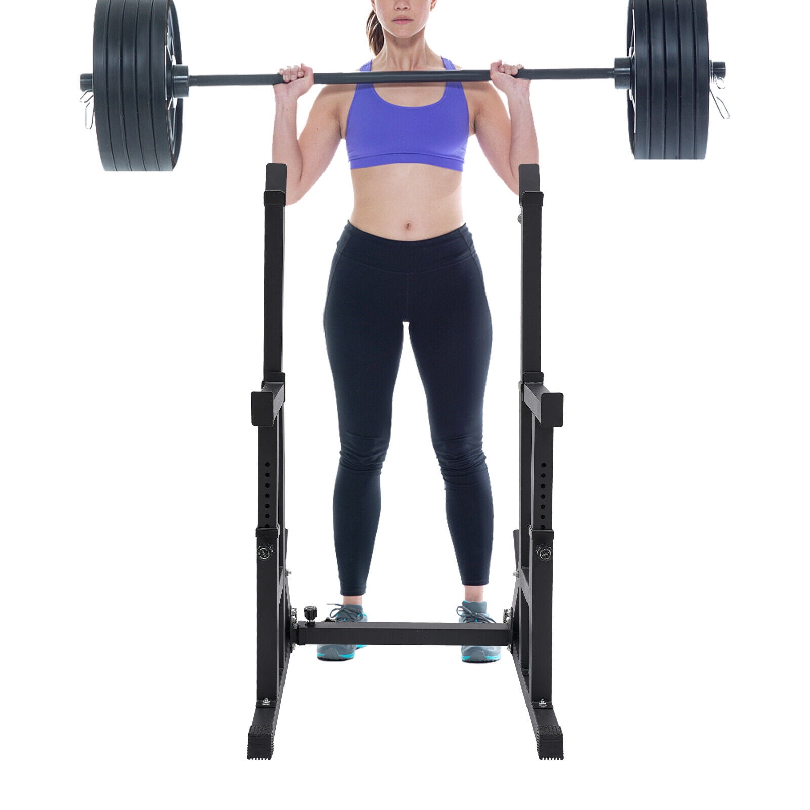 Floor Mounted Barbell Rack, 550lbs Adjustable Height & Width Barbell ...